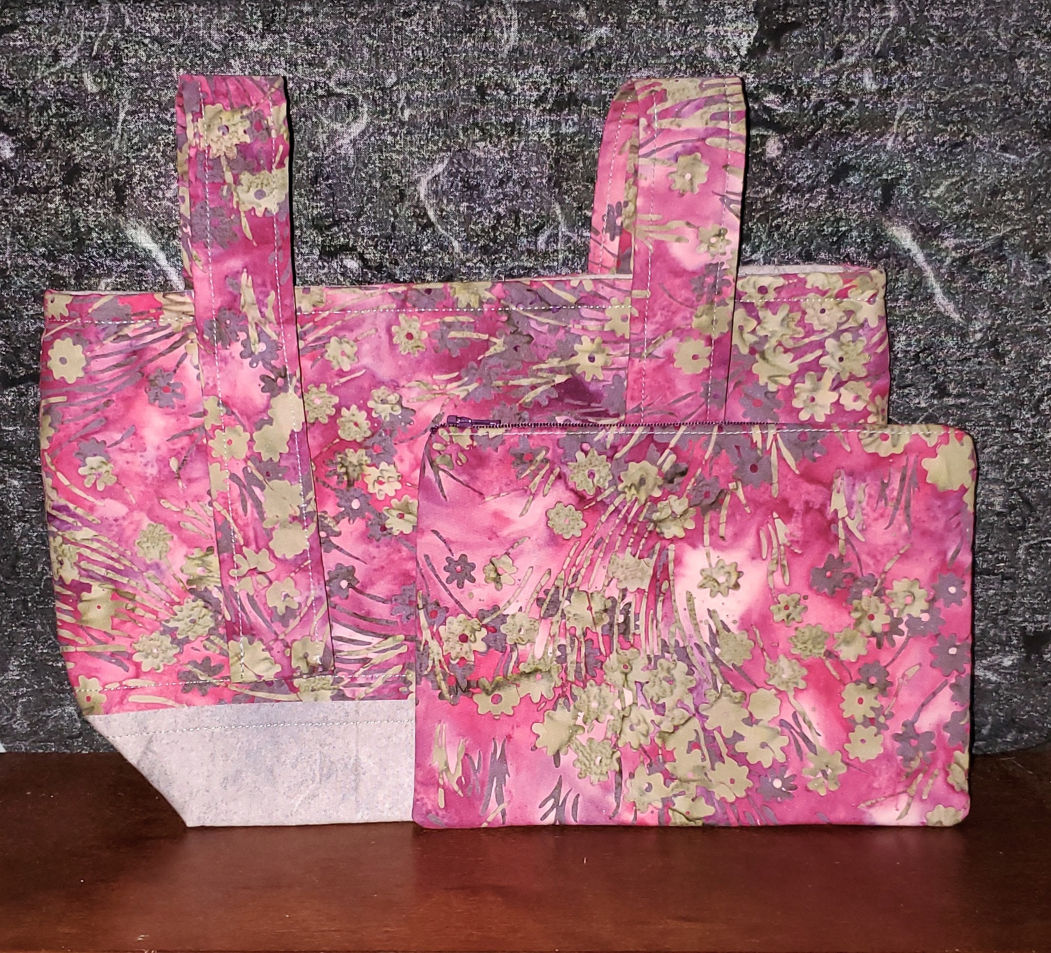 Lovely Colored Floral Batik Fabric Walker Tote Bag/purse and Purse ...