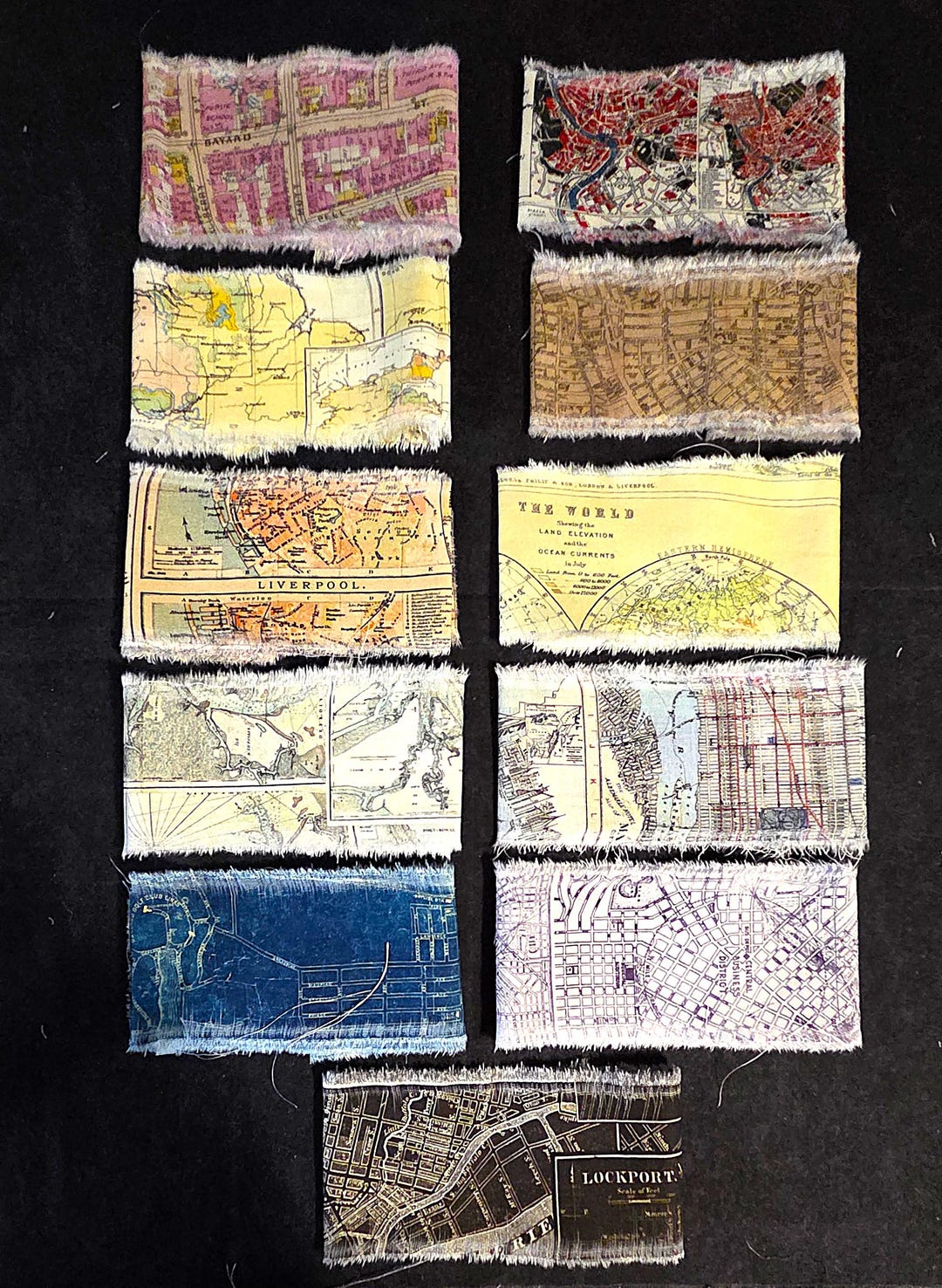 Tim Holtz Palette "maps" Hand Torn Fabric 3 Inch Strips - Etsy