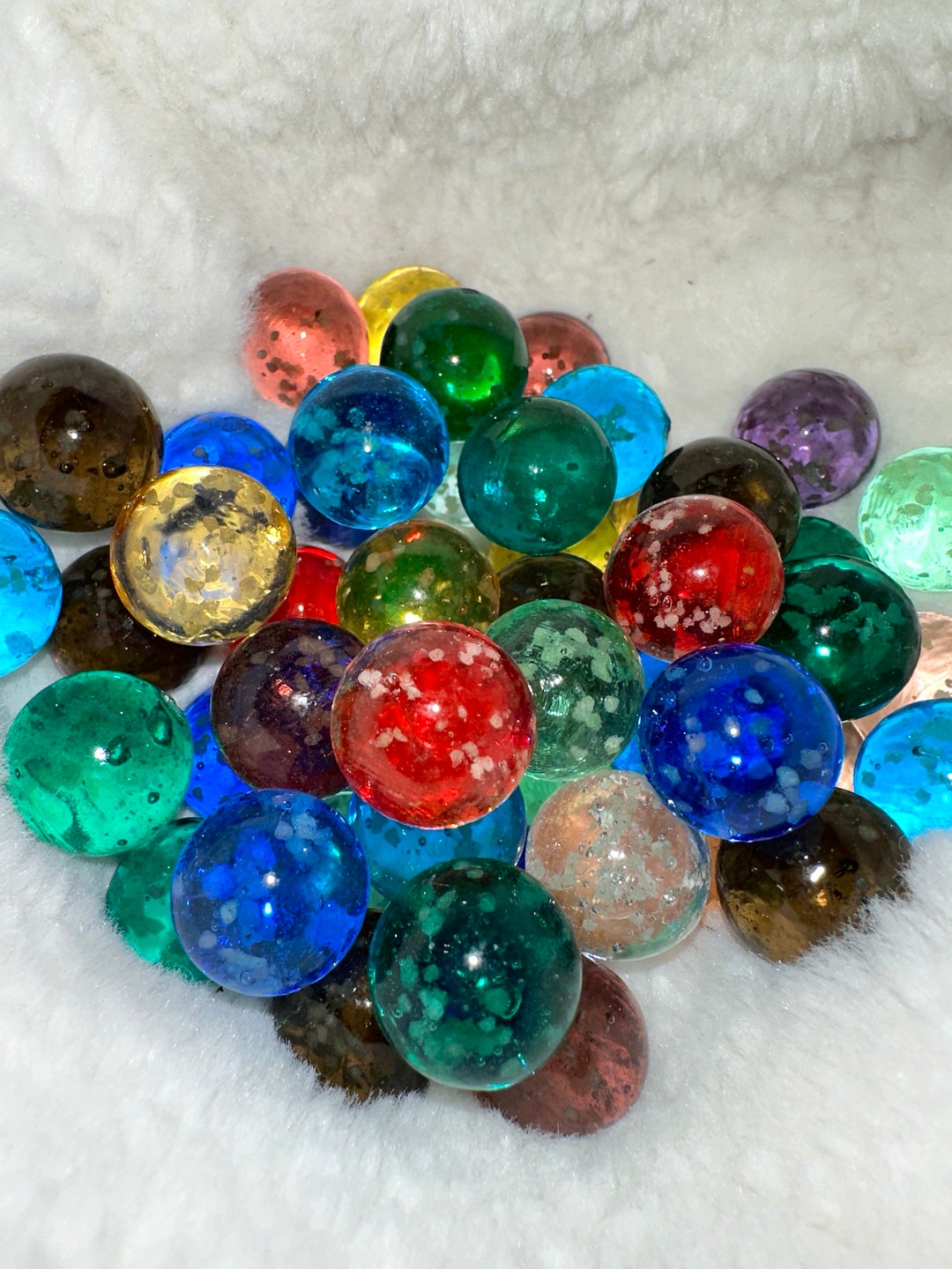 Handmade Round Glass Marbles Glow in the Dark Multi-colored Bulk ...