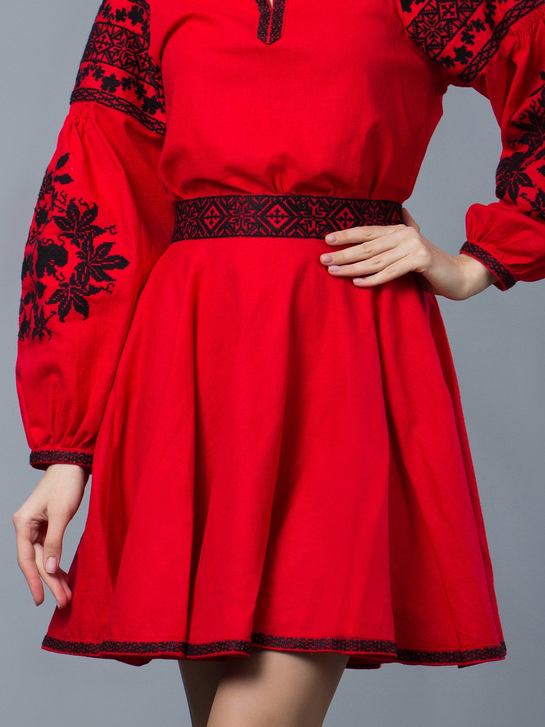 Ukrainian Embroidered Women's Skirt. RED Skirt Ukrainian Style ...