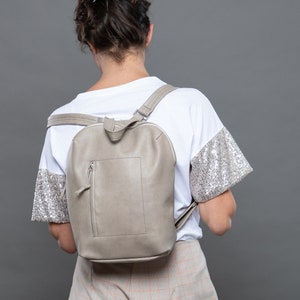 Grey Women's Leather Backpack Purse Bag, Soft Real Leather Knapsack ...