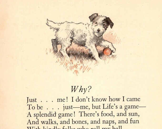 Cute Vintage Dog Poem Poetry Print Wall Decor Memorial 1930s Joe Walker ...