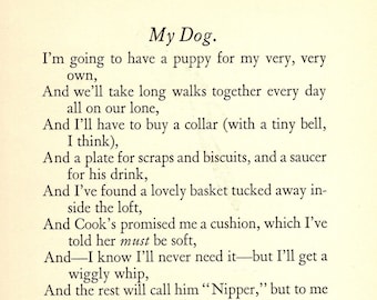 Cute Vintage Dog Poem Poetry Print Wall Decor Memorial 1930s Joe Walker ...