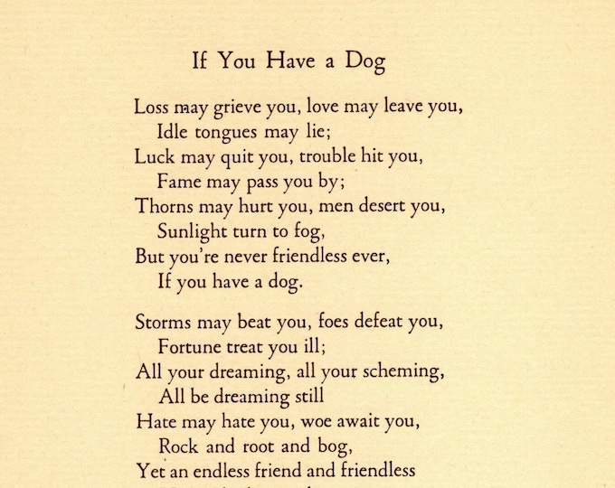 1940s Vintage Dog Poem Poetry Print Douglas Malloch Mans Best Friend ...