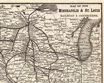 Home Décor Globes & Maps 1908 Antique Minneapolis and St Louis Railroad ...