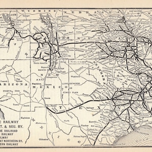 1905 Antique Missouri Pacific Railway Map St Louis Iron Mountain ...