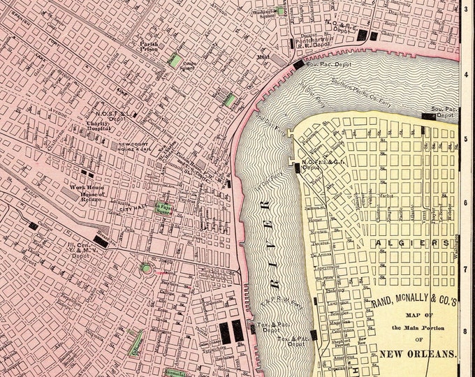1895 Antique NEW ORLEANS Street Map City Map of New Orleans - Etsy