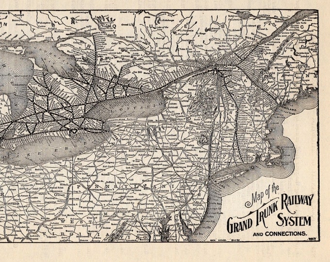 1903 Antique Grand Trunk Railway System Railroad Map Vintage - Etsy