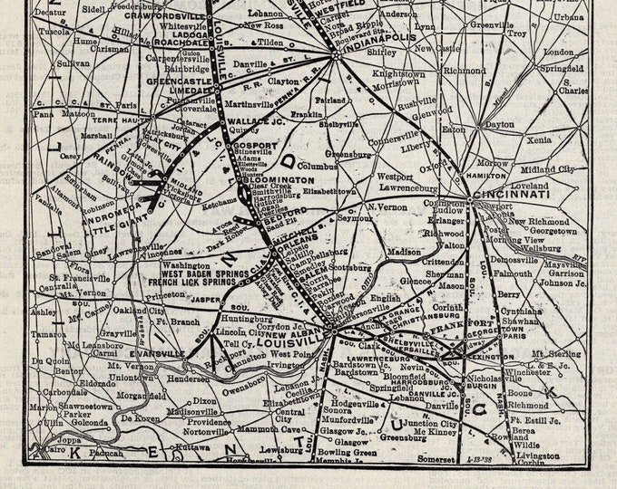 1948 Antique Monon Route Railroad Map Chicago Indianapolis and | Etsy