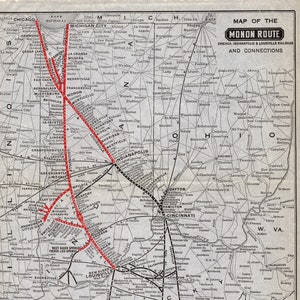 1920 Antique Monon Route Railroad Map Chicago Indianapolis and - Etsy