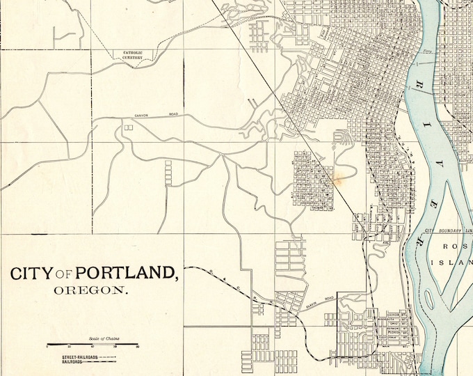 1901 Antique PORTLAND Map Vintage Map of Portland Oregon Gallery Wall ...
