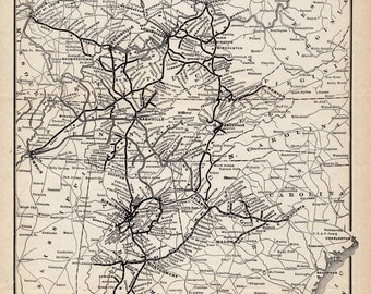 1923 Antique Louisville and Nashville Railroad System Map L and N ...