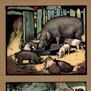 Antique Pig Print Edwin Noble Vintage Pig Farmyard Art Illustration ...