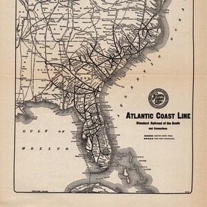 1932 Antique Atlantic Coast Line Railroad Map Railway System - Etsy