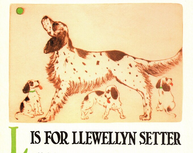 English Setter Print ABC Letter L Alphabet Wall Art Print Llewellyn ...