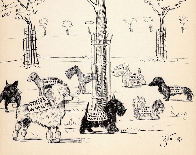 Funny Dogs on Strike Print Wall Art Decor 1930s Poodle - Etsy