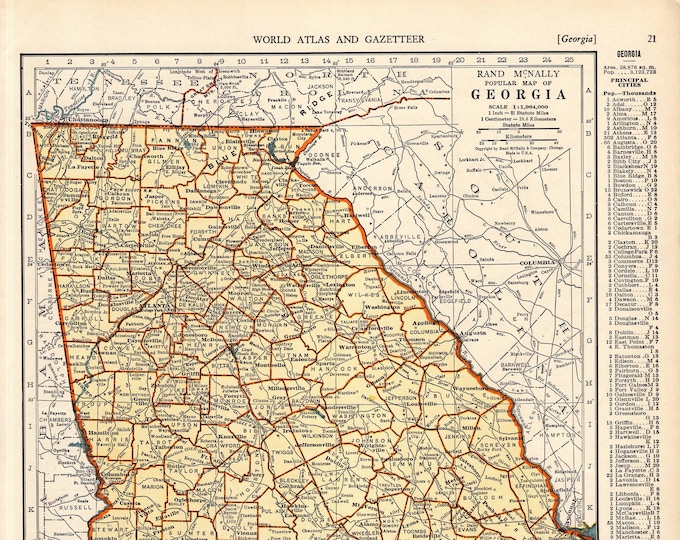 Georgia State Wall Map Large Print Poster 24x30 - Etsy