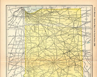 Railroad Map Indiana - Etsy