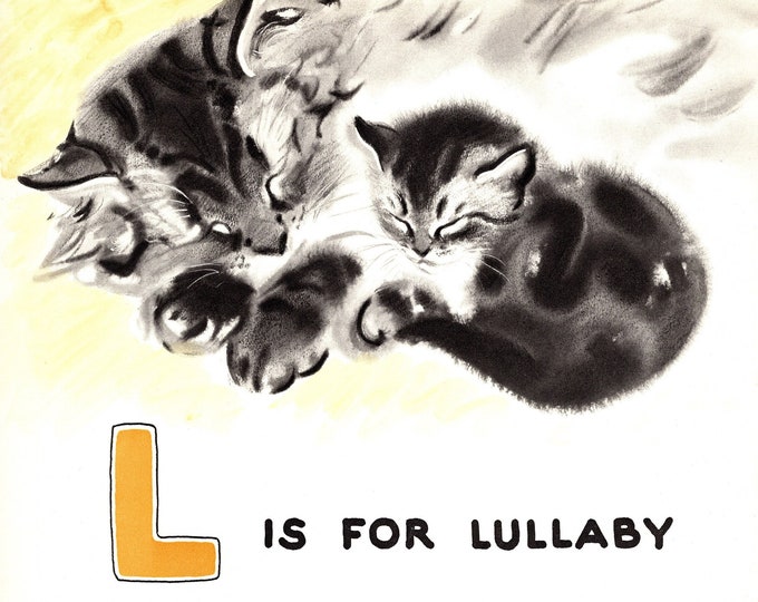 Vintage Letter L Print ABC Alphabet Print Cat Kitten Lullaby - Etsy