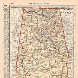 1937 Vintage ALABAMA Map Antique Alabama State Map Gallery - Etsy