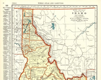 Antique Idaho Map | Etsy