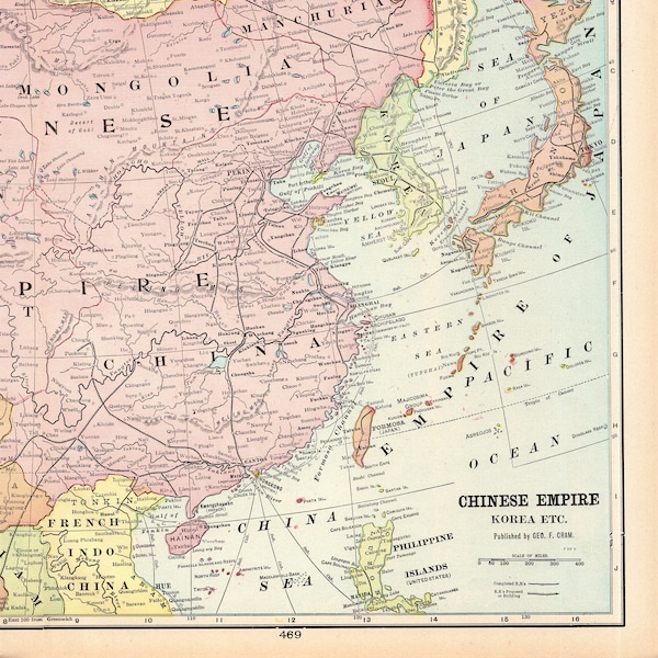 Antique China Map - Etsy