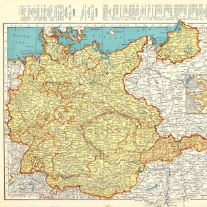 1943 Antique Map of GERMANY Vintage Germany Map Gallery Wall | Etsy