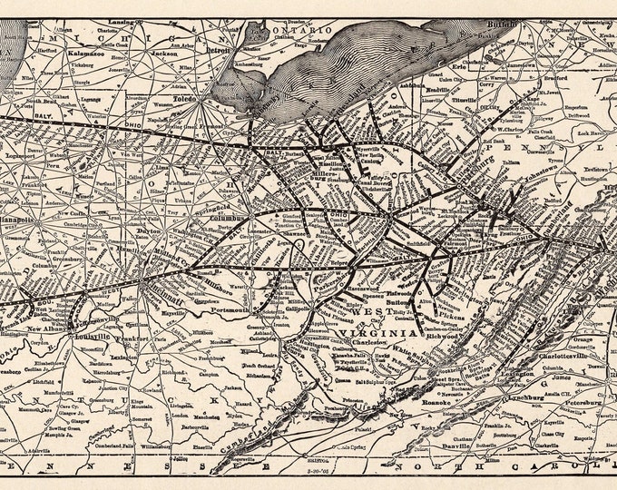 1914 Antique B & O RAILROAD Map Baltimore and Ohio Railway Map - Etsy