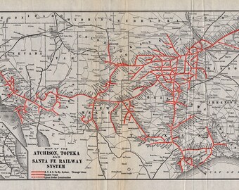 Santa Fe Railway Map - Etsy