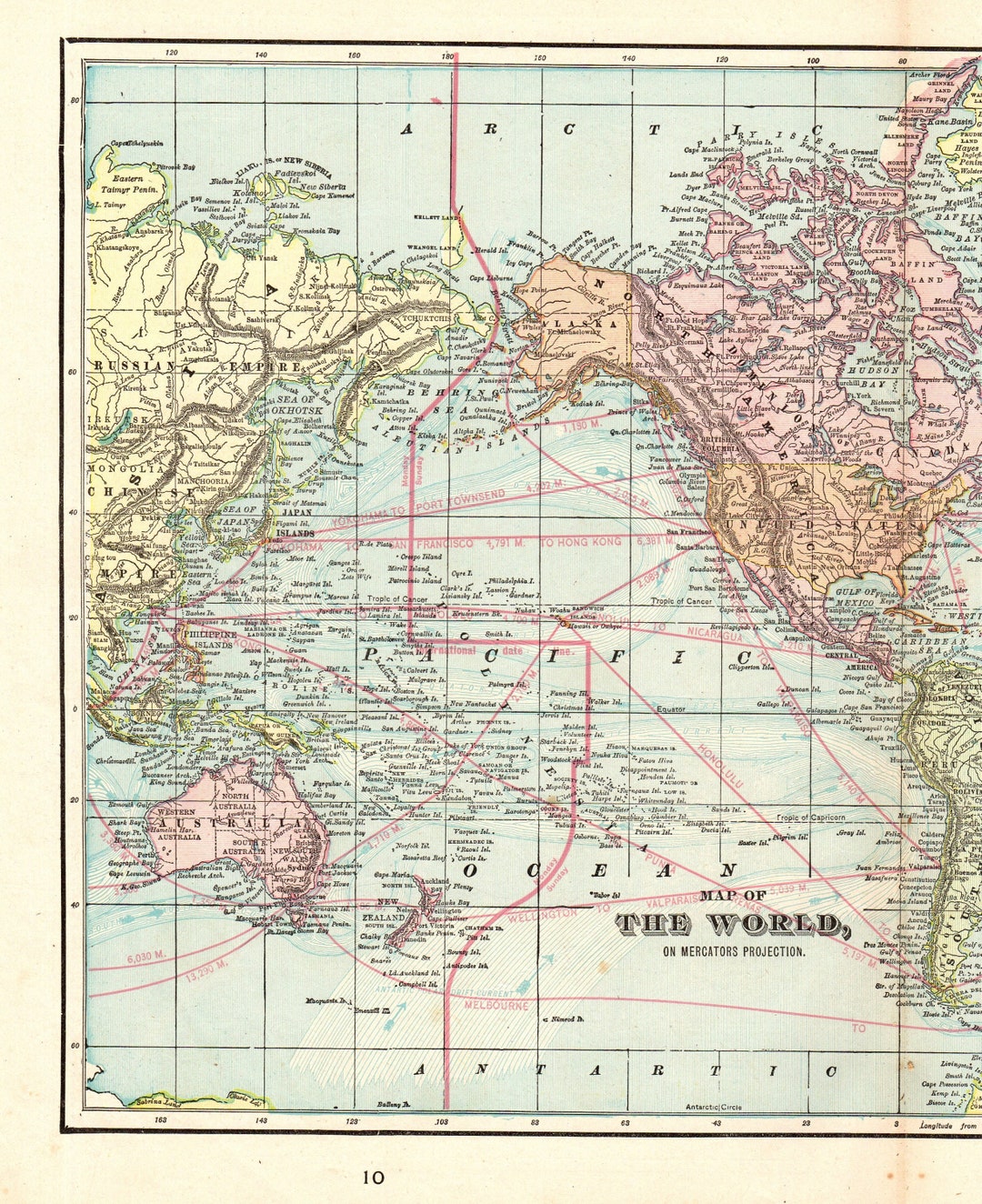 Large Antique WORLD Map 1901 George Cram Atlas Map of the World Gallery ...