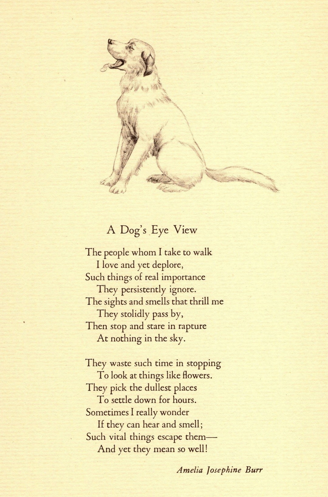 1940s Vintage Dog Poem Poetry Print Wall Decor Dog Ode Memorial Print ...