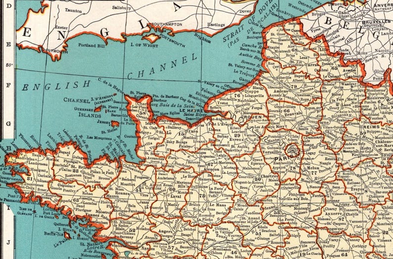 1938 Vintage France Map Wall Decor France Atlas Map Home Decor ...
