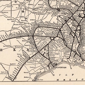 1924 Antique MISSOURI PACIFIC RAILROAD Map Black White Gallery Wall ...