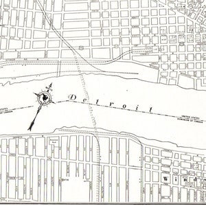 1949 DETROIT Street Map Antique City MAP of Detroit Michigan Black and ...