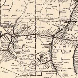 1920 Antique ATCHISON TOPEKA Santa Fe RAILROAD Map Vintage Railway Map Gallery Wall Decor Gift ...