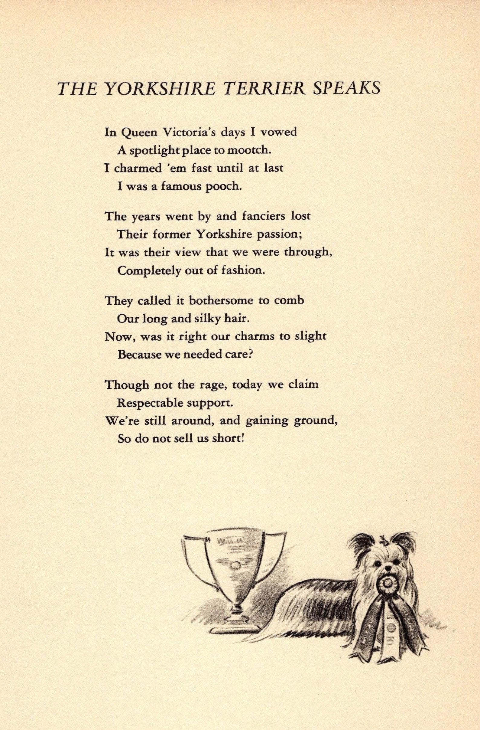 Sweet Yorkshire Terrier Poetry Print Wall Art Decor 1940s Morgan Dennis ...