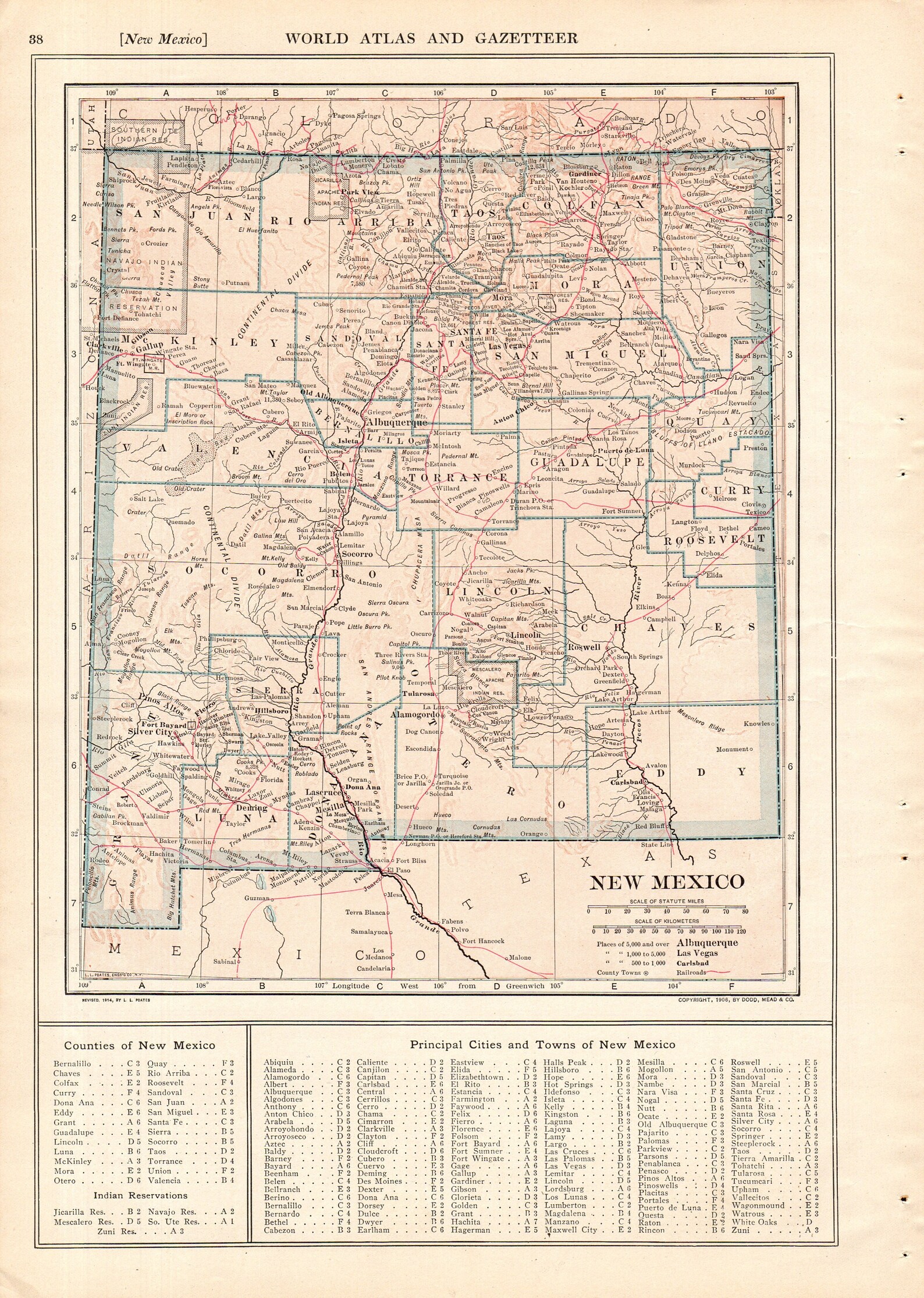 1914 Antique NEW MEXICO State MAP Vintage Map of New Mexico | Etsy