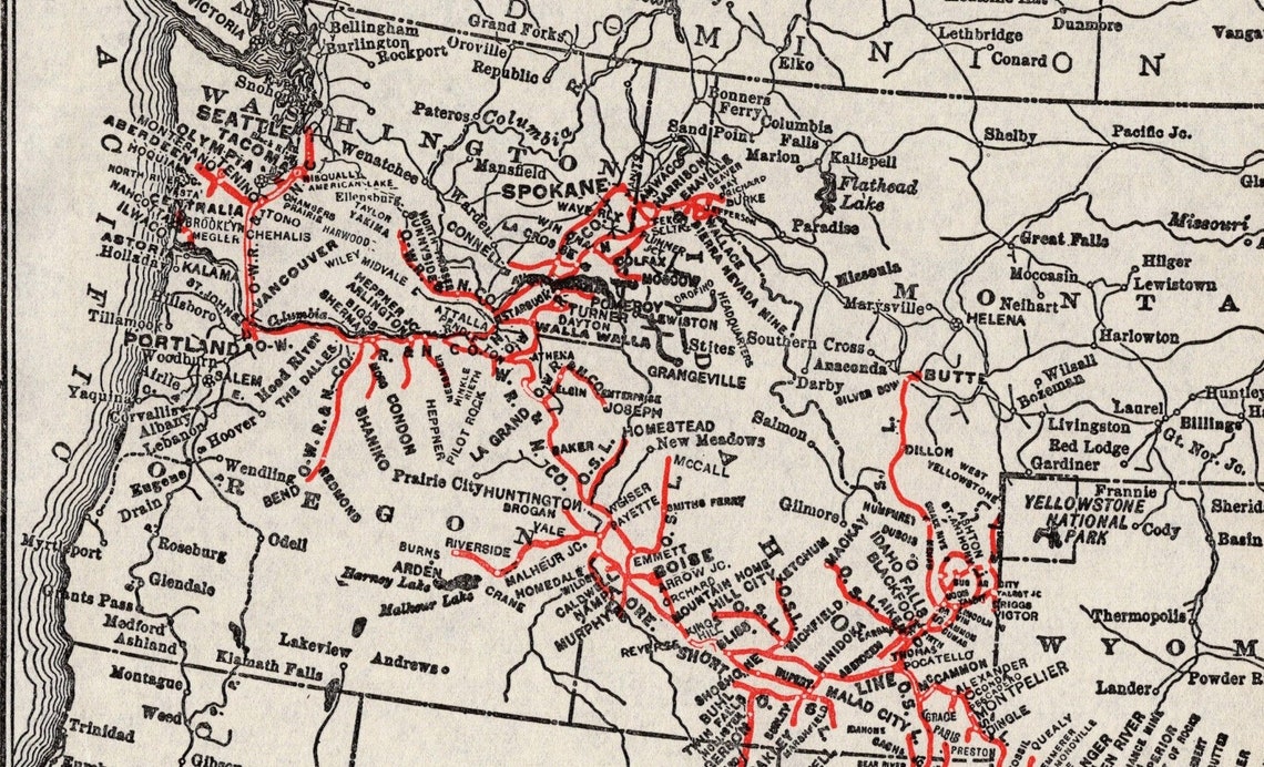 1928 Antique Union Pacific Railroad System Map Union Pacific - Etsy Canada