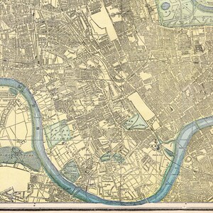 1899 Antique LONDON City MAP George Cram Street Map of London England ...