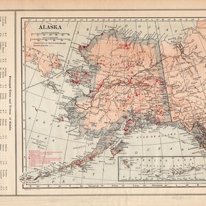 1914 Antique ALASKA Map Gold Mines Silver Mines Mining Vintage Map of ...
