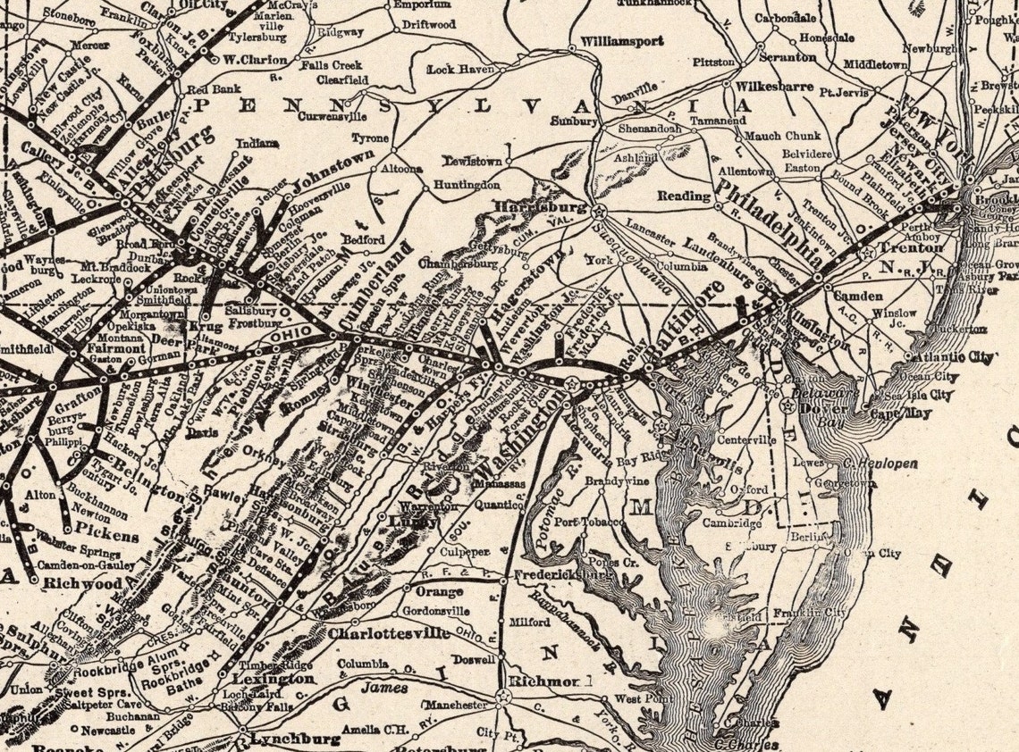 1914 Antique B & O RAILROAD Map Baltimore and Ohio Railway Map | Etsy