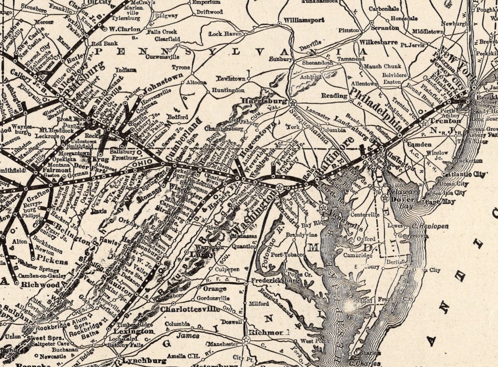 1914 Antique B & O RAILROAD Map Baltimore and Ohio Railway Map | Etsy