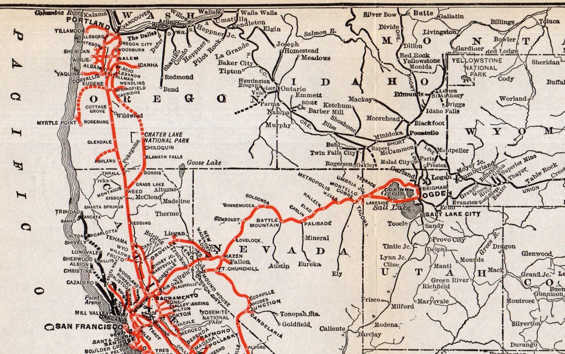 1914 Antique Southern Pacific Railroad System Map Southern | Etsy