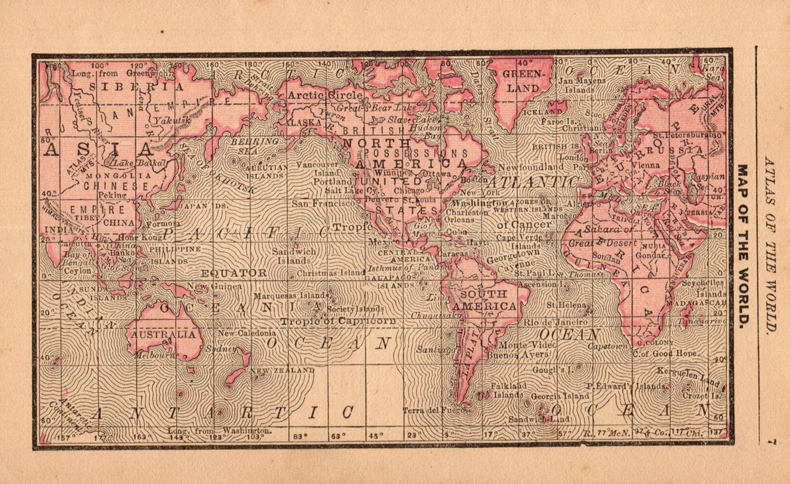 1888 Tiny WORLD Map Antique MINIATURE Map of the World Gallery - Etsy