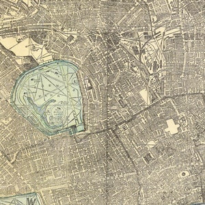 1899 Antique LONDON City MAP George Cram Street Map of London England ...