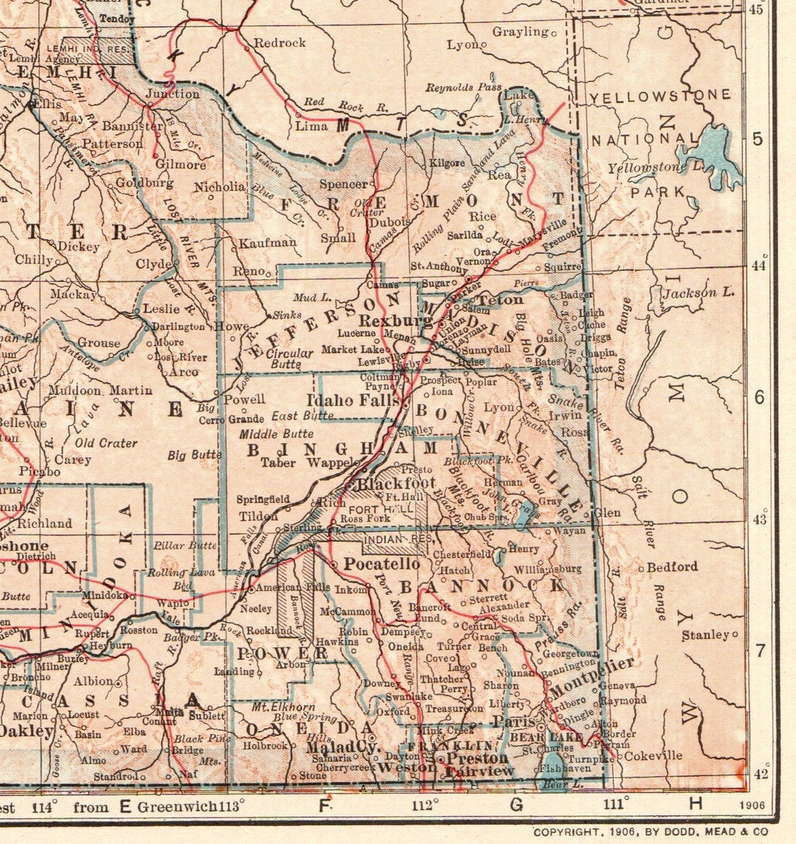 1914 Antique IDAHO State Map Vintage Map of Idaho Wall Art | Etsy