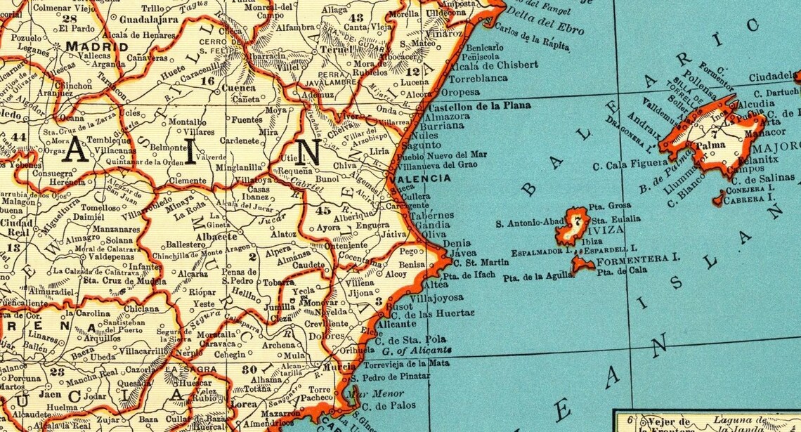 1939 Vintage SPAIN Map Antique Map of Spain and Portugal Gallery Wall ...