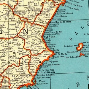 1939 Vintage SPAIN Map Antique Map of Spain and Portugal Gallery Wall ...