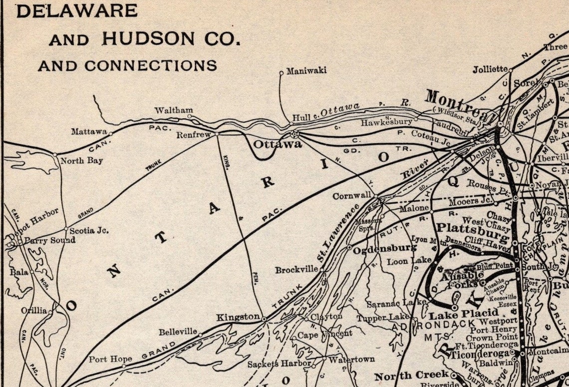 1926 Antique Delaware and Hudson Railroad System Map Delaware - Etsy