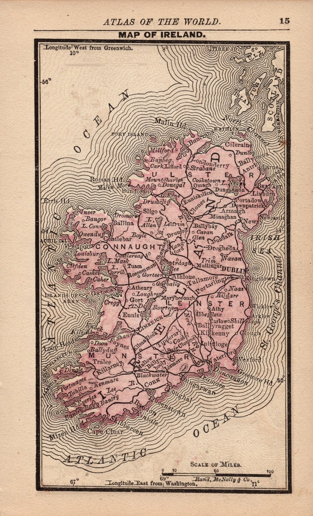 1888 Tiny IRELAND Map Antique MINIATURE Map of Ireland Wall Art Gift ...